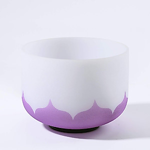 440HZ Set of 7 Lotus Design Frosted Quartz Crystal Singing Bowls 6"-12" with free mallets & O-rings