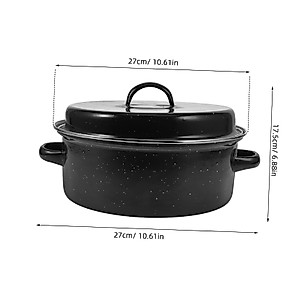 HANABASS Roasted Sweet Potato Pot Enamel Roaster Pan Chicken Roasting Pan Roasting Pan with Lid Turkey Baking Potato Roaster Pot Turkey Roaster Pot Enamel Roasting Pan Baking Pan