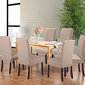 NORTHERN BROTHERS Dining Chair Covers Seat Parson Chair Slipcover for Dining Room Set of 4, Khaki