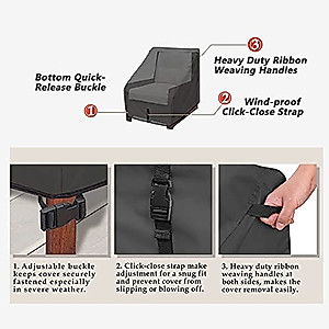 Porch Shield Patio Chair Covers -Waterproof Outdoor Lounge Deep Seat Single Lawn Chair Cover 2 Pack - 30W x 33D x 34H inch, Black