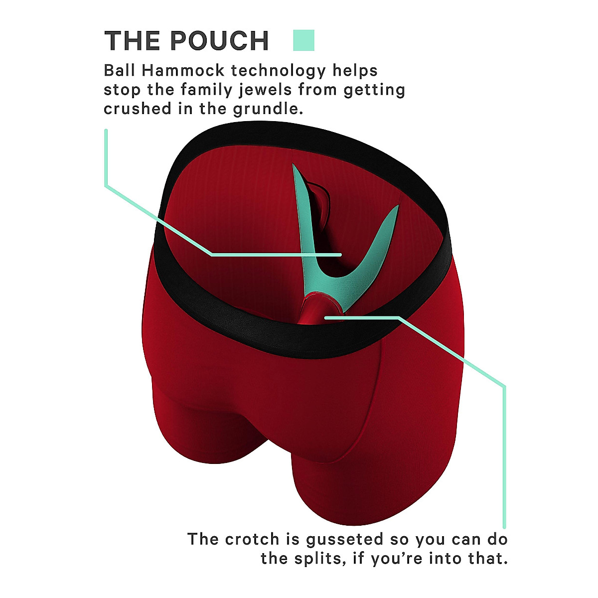 Shinesty Hammock Support Mens Underwear with Pouch | Mens Boxer Briefs Long Leg | US Medium Hot Dog