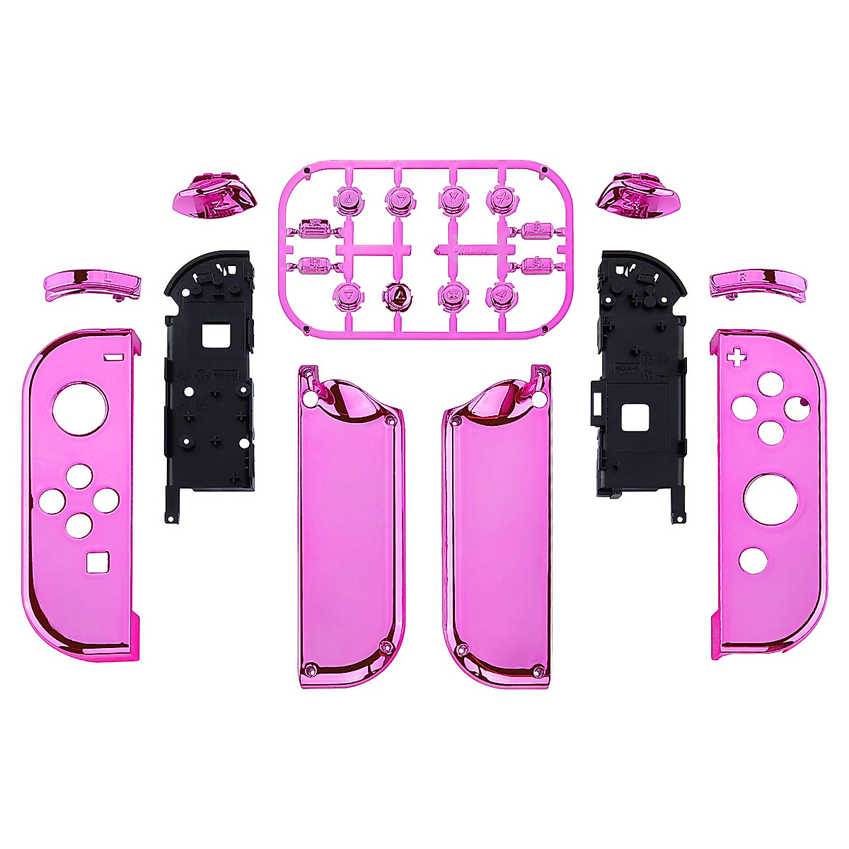 eXtremeRate DIY Replacement Shell Buttons for Nintendo Switch & Switch OLED, Chrome Pink Custom Housing Case with Full Set Button for Joycon Handheld Controller - Console Shell NOT Included