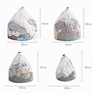 ACTTGGJ Set of 4 Heavy Duty Large ＆ Small Mesh Laundry Bags with Drawstring Mesh Wash Bags for Laundry，Durable Delicates Travel Organizer Bag for Washing Machine，Baby Washer Bag，Socks Bag (Coarse Mesh)