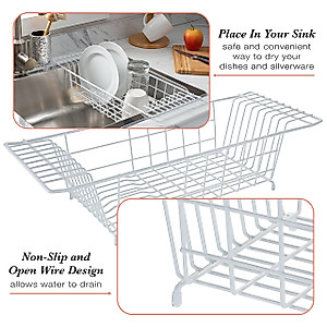 Kitchen Details Sink Dish Drainer Drying Rack, for Countertop, Space Saving, in White