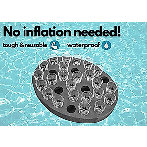 Polar Whale 2 Shot Glass Holder Floating Trays Table for Pool Beach Spa Hot Tub Bar Club Party Float Indoor Outdoor Durable Foam Serving Rack 16.67 Inches Wide Holds 30 Shots