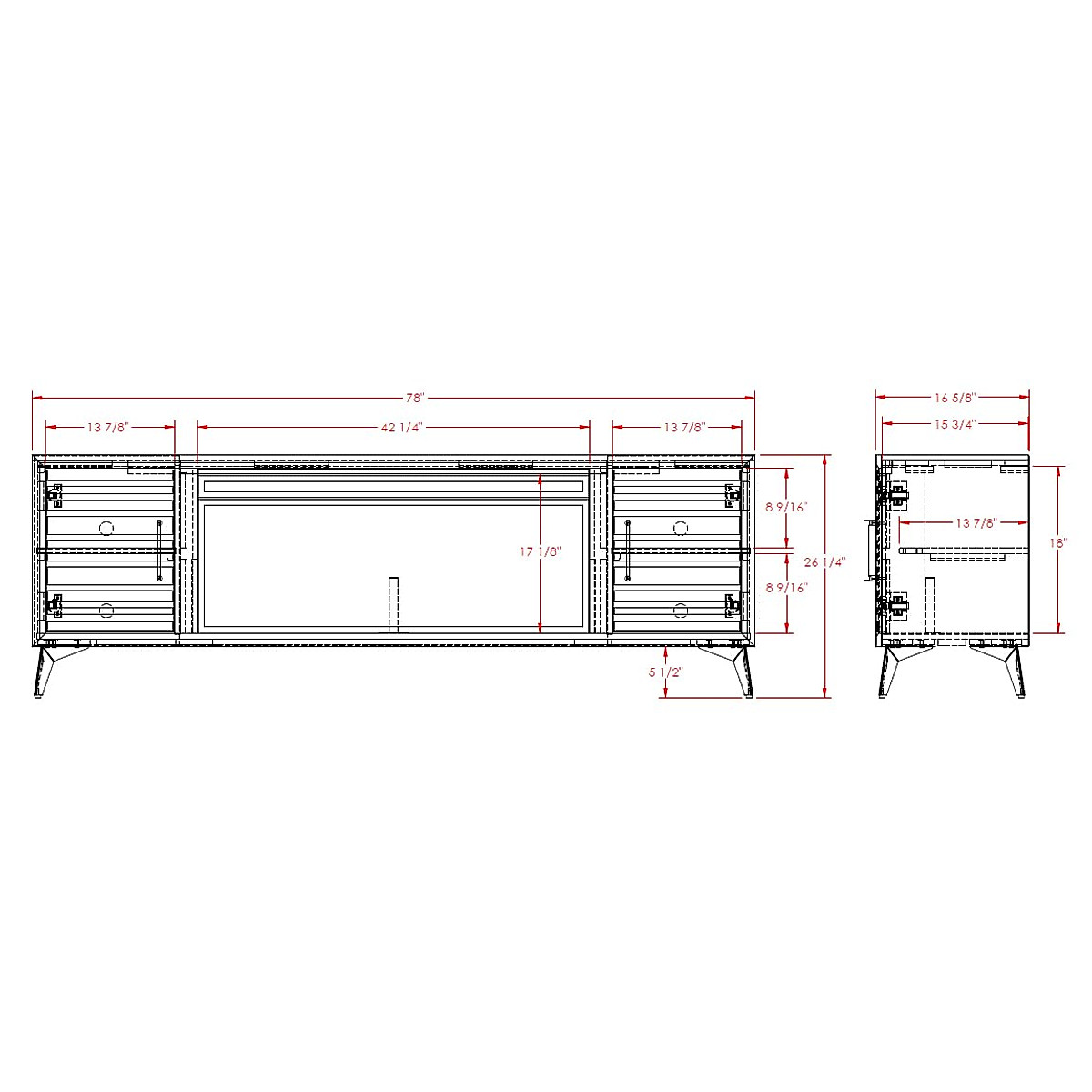 Realcozy Malibu Contemporary Fireplace TV Stand, 78 inches, Accommodates TVs up to 90 inches, Fully Assembled, Poplar Solid Wood, White Finish