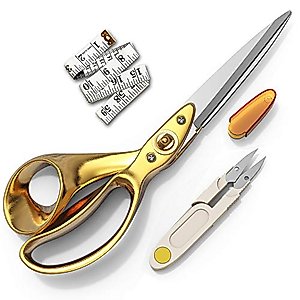 Fabric Scissors, 10 Inch Sewing Scissors, Professional Leather Craft Tailor Scissors, Comfortable Golden Frosted Handles, Heavy Duty Scissors for Fabric Leather Cutting (Gold)