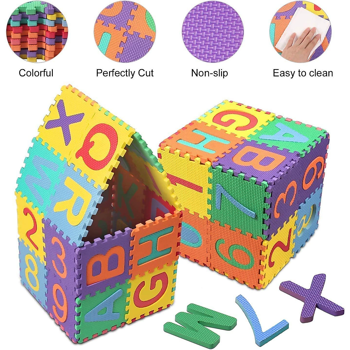 Kangler Kids Foam Puzzle Play Mat (36-Piece Set) 5.9inch x 5.9inch Interlocking EVA Floor Tiles with Alphabet and Numbers