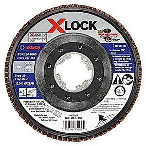 BOSCH FDX2945060 1-Piece 4-1/2 In. X-LOCK Flap Disc 60 Grit Compatible with 7/8 In. Arbor Type 29 for Applications in Metal Blending and Grinding