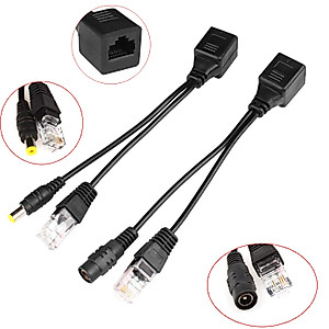 Passive PoE Injector 6 Pairs PoE Splitter Kit Passive PoE Injector and PoE Splitter Kit with 5.5x2.1 mm DC Connector RJ45 Power Over Ethernet