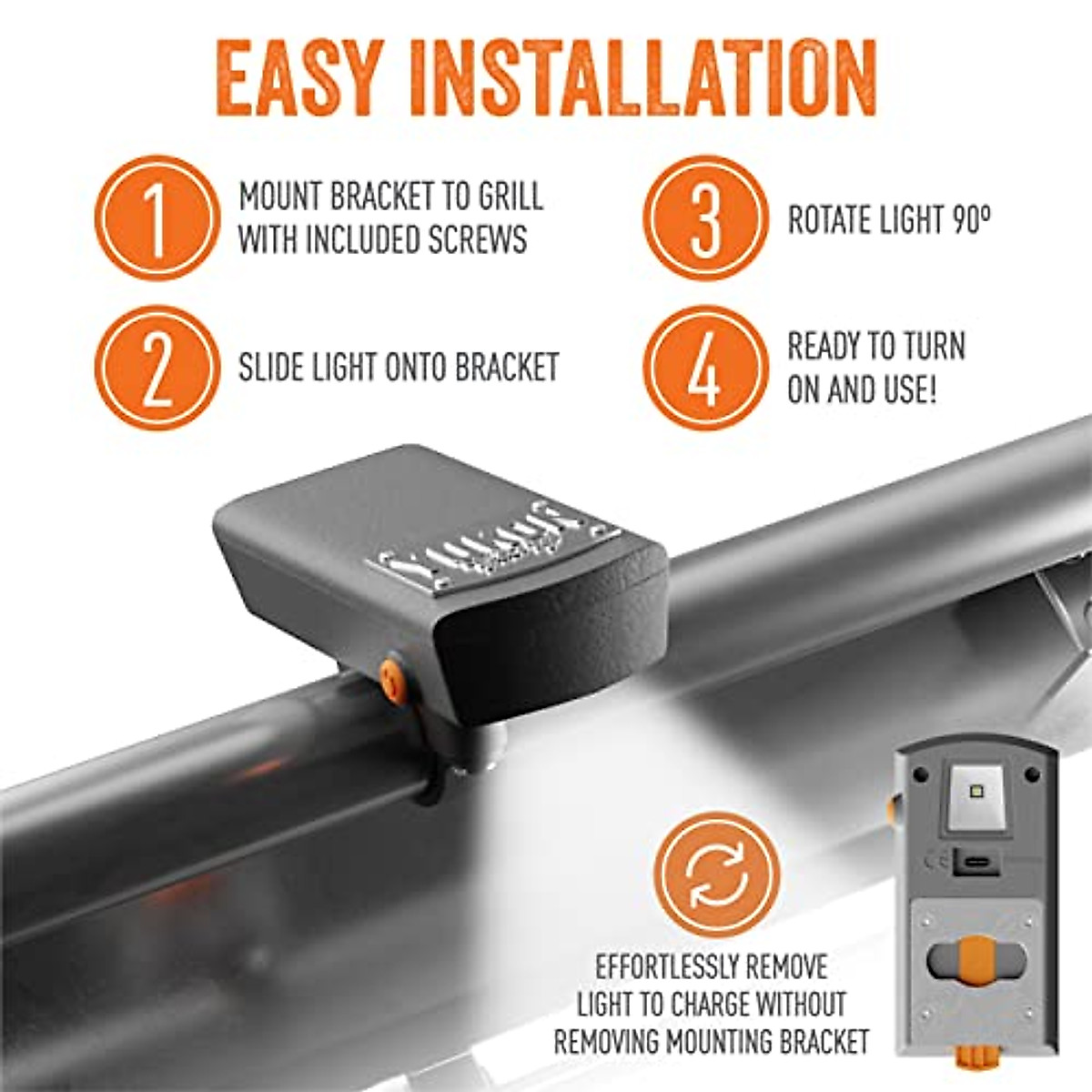 Yukon Glory Bright BBQ LED Grill Handle Light, Patent Pending Rechargeable LED Light Fits Most Outdoor Grills, Water + Heat Resistant, Perfect BBQ Grill Gift, BBQ Gift, Perfect for Blackstone & Weber