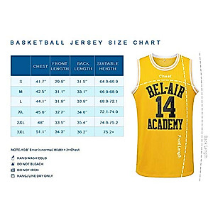 Generies #14 The Fresh Prince of Bel Air Academy Men Basketball Jersey, Yellow S