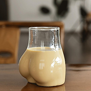 ALASSE Butt Glass Cup, 450ml 3D Butt Shaped Borosilicate Glass Cup, Novelty Funny Butt Mug, Cute Butt Glasses, Creative Body Shape Wine Glasses Butt Cocktail Glass Cup, Party Shot Glass for Bar
