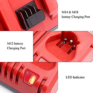 Yongcell M18 & M12 Lithium Ion Battery Charger Compatible with Milwaukee 12V-18V Li-ion Battery 48-11-2420 48-11-2440 48-11-1820 48-11-1840 48-11-1850 48-11-2401 48-11-1890 Yongcell M18 & M12 Lithium Ion Battery Charger Compatible with Milwaukee 12V-18V L