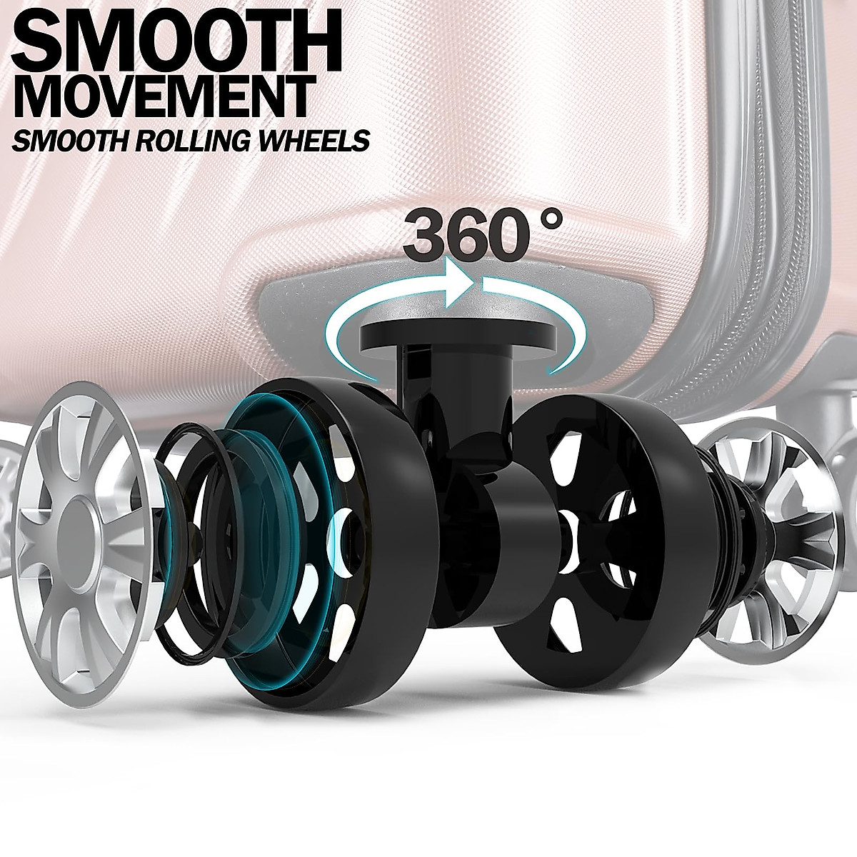 M Camel Mountain Luggage Sets 3 Piece Lightweight Durable Expandable Hard Shell Suitcase Set with TSA Lock Double Spinner Wheels - Rose Gold