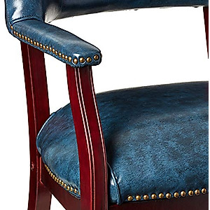 Boss Office Products Ivy Leauge Vinyl Executive Catain's Chair in Blue