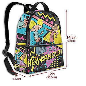 Shanke Hey Arn-Old Black Backpack, Classic Men's and Women's Backpack with Cartoons.
