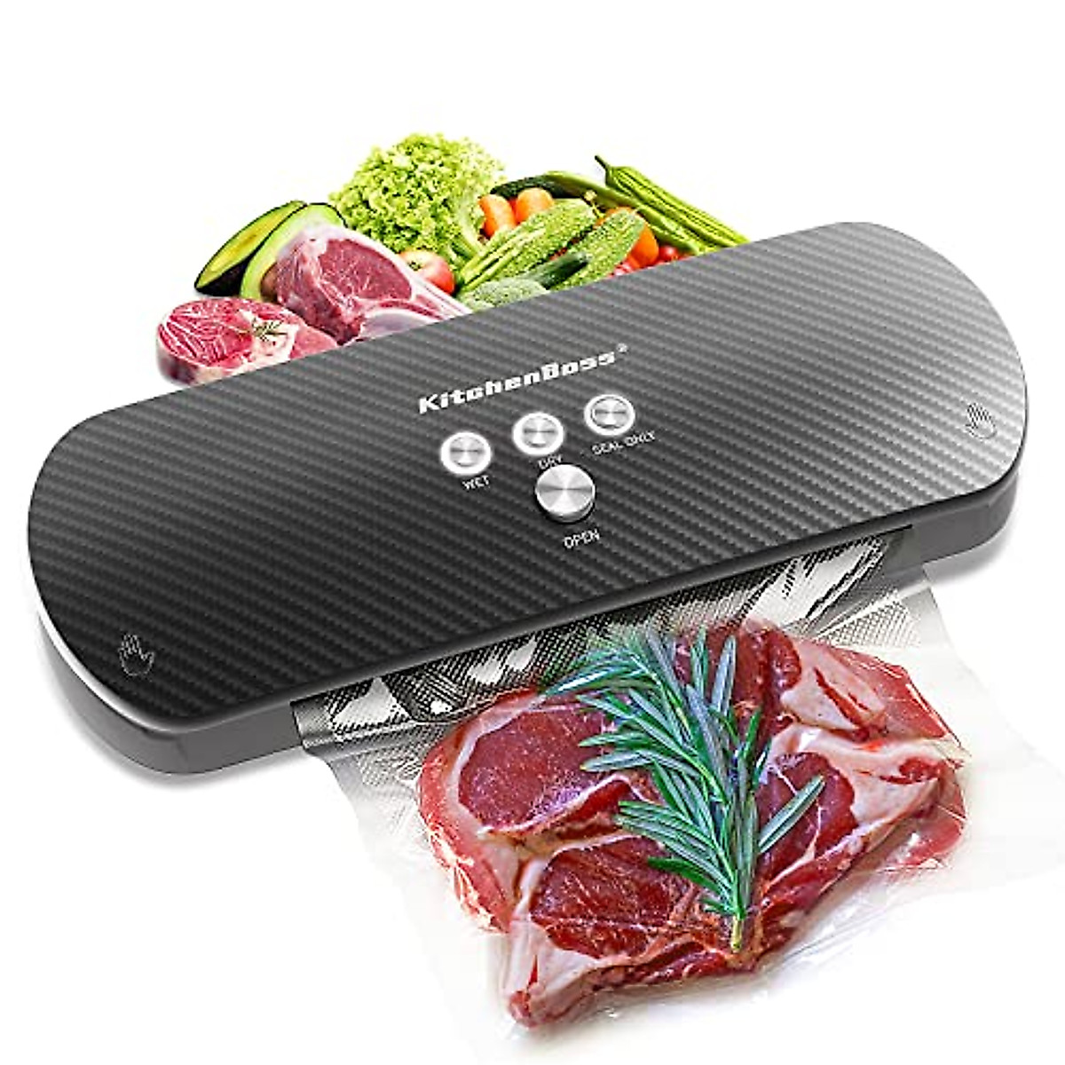 KitchenBoss Food Vacuum Sealer Machine: Vacuum Sealing System for Foods, Automatic Kitchen Vac Sealer Machines, Dry and Moist Food Storage Preservation