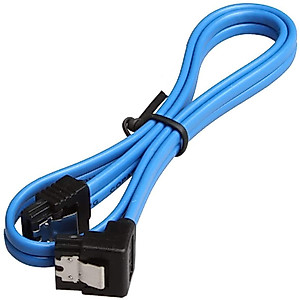 Relper-Lineso 6 Pack 90 Degree Right-Angle SATA III Cable 6.0 Gbps with Locking Latch 18Inch (6X Sata Cable Blue)