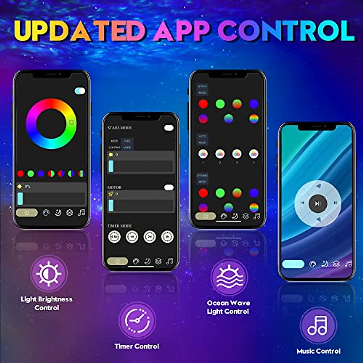 Star Projector, ZonQoonz Galaxy Projector with APP Remote Control, Bluetooth Music Speaker Aurora Projector, Night Light Projector for Kids Adults Gaming Room, Home Theater, Birthday, Party