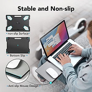 EHO Laptop Pad for Your Lap Portable Lightweight Laptop Pad with Foldable Stopper, Retractable Mouse Pad Tray for Business, Study, Sofa, Retractable Left/Right Mouse Pad