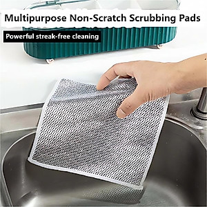 Multipurpose Wire Dishwashing Rags for Wet and Dry - 2024 New Dish Cloths for Washing Dishes, Steel Scrubbers for Cleaning Dishes, Chain Mail Scrubber Cast Iron, Non Scratch Scrubbing Pads (2PCS)