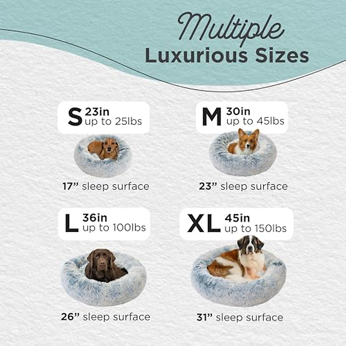 Best Friends by Sheri The Original Calming Donut Dog and Cat Bed in Shag Fur, Denim Blue, Small, 23x23