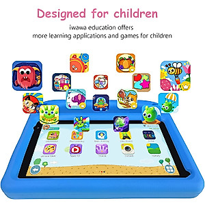 GOODTEL Kids Tablet Android 7 inch for Kids with 128GB Extended Memory, Installed Parental Control Mode Puzzle Game IPS HD Display, Toddler Tablet with Shock-Proof Case, Great Gift - Blue