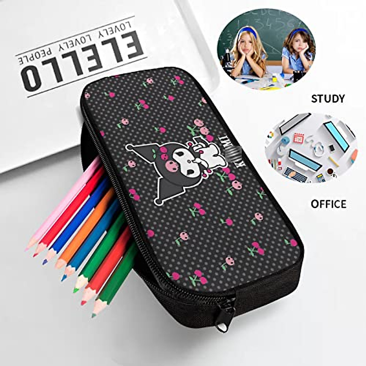 Ksspovkr Cartoon School Backpack Set with Lunch Box Student Lightweight Durable Duffel Bags Portable Travel Packages for kids Girls,cherry