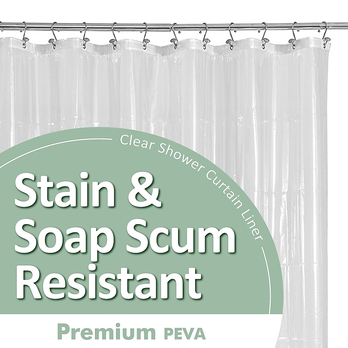 Barossa Design Plastic Shower Liner Clear - Premium PEVA Shower Curtain Liner with Rustproof Grommets and 3 Magnets, Waterproof Cute Lightweight Shower Curtains for Bathroom - Clear, 71X72