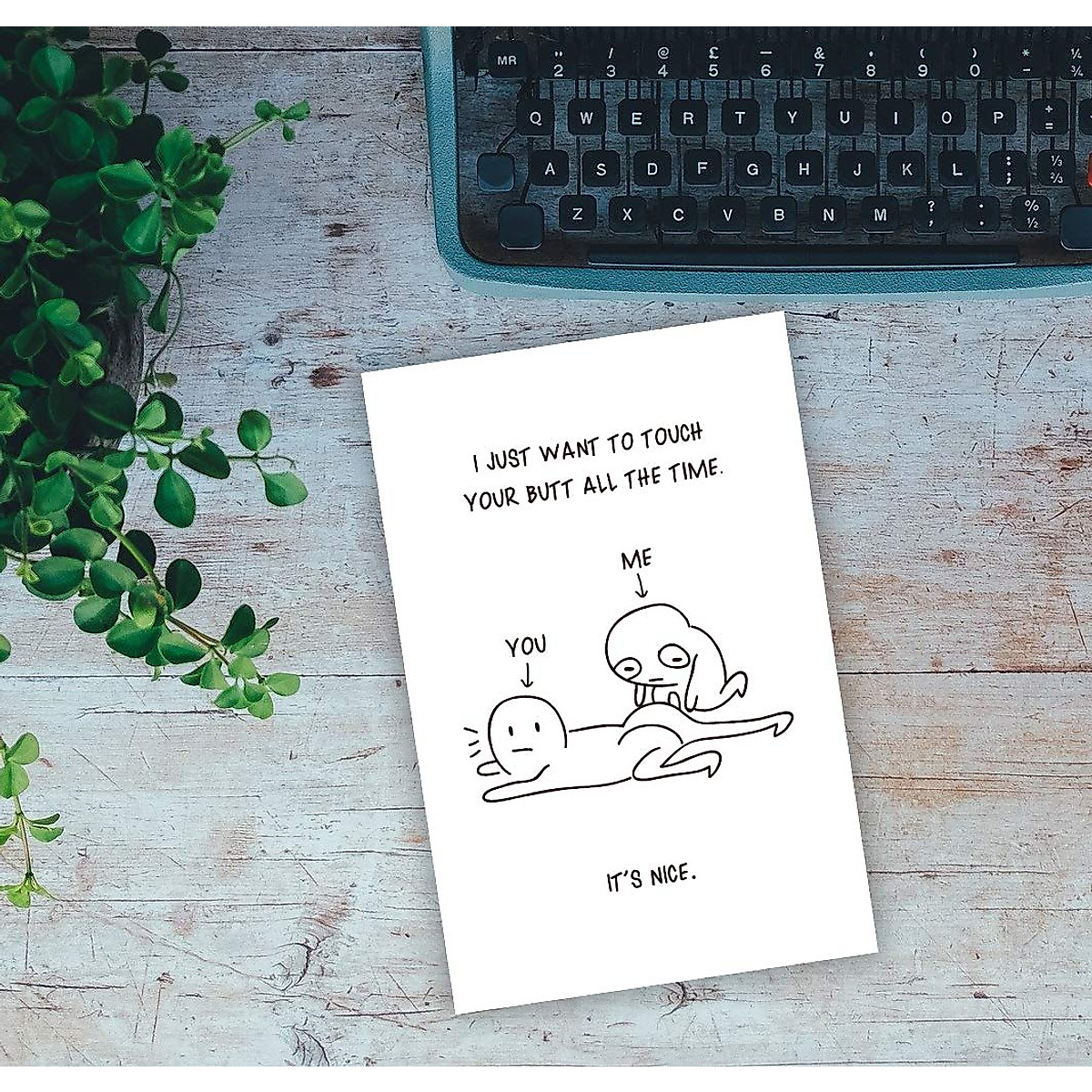 Naughty Touch Your Butt Love Card, Cheeky Anniversary Card for Him Her, Romantic Valentine's Day Card