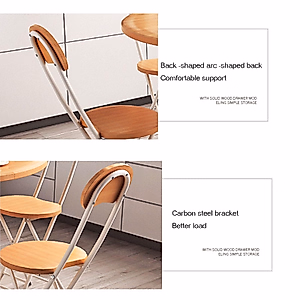 ZFG Folding Chair, Home Dining Chair, Stool, Back Chair, Training Chair, Student Dormitory Chair, Simple Computer Chair, Folding Round Stool, Load-Bearing 300kg (Color : Bamboo Pattern)