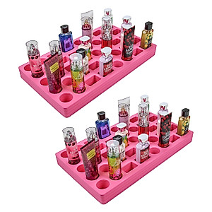Polar Whale 2 Lotion and Body Spray Stand Organizers Large Tray Pink Durable Foam Washable Waterproof Insert for Home Bathroom Bedroom Office 23.25 x 13.5 x 2 Inches 40 Slots 2pc Pair Set