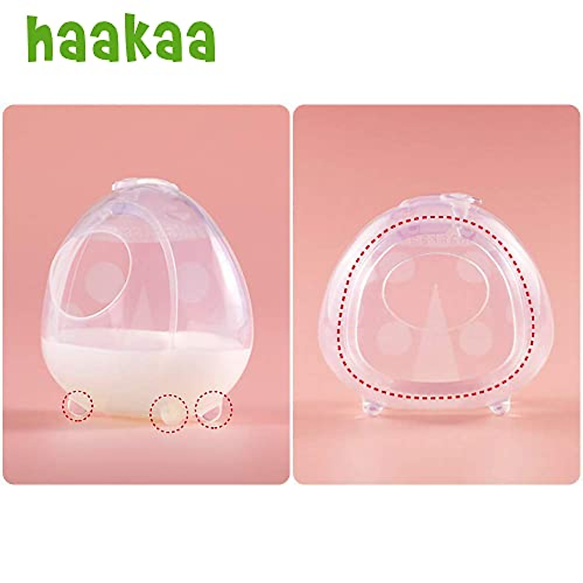 haakaa Ladybug Breastmilk Collector Wearable Breast Shell Nursing Cups Silicone Breast Milk Catcher for Breastfeeding, 2.5oz/75ml, 1pc