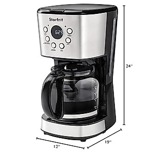 Starfrit 12-Cup Electric Drip Coffee Maker, 1.8 L, Black/Silver