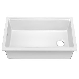 KRAUS Turino 33-inch Fireclay Workstation Drop-In/Undermount Single Bowl Kitchen Sink in Gloss White, KFDW1-33GWH