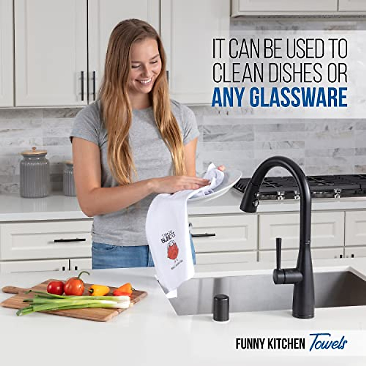 Aller Home & Kitchen Funny Kitchen Towels with Sayings. 4pc Kitchen Towel Set, Fun Pun Food Design incl Taco. Waffle Weave Towel, Decorative Funny Dish Towels for Mom. Cute Kitchen Towels for Gifts