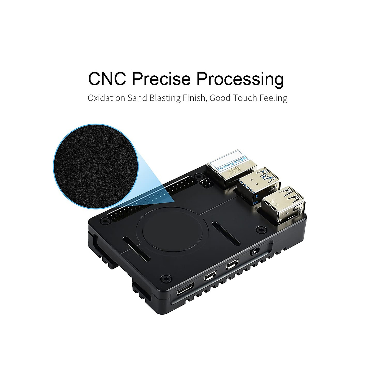 waveshare Lightweight Aluminum Alloy Case for Raspberry Pi 4 with CNC Precise Processing and Sand Blasting Finish Nice & Durable