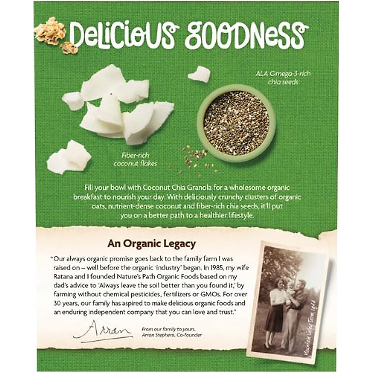 Nature's Path Organic Coconut Chia Granola, 12.34 Ounce, Non-GMO, 30g Whole Grains, with Omega-3 Rich Chia Seeds