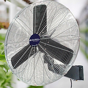 Global Industrial Oscillating Wall Mount Fan, 24" Diameter, 1/4HP, 7525CFM