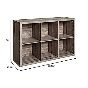 ClosetMaid 6 Cube Storage Shelf Organizer Bookshelf with Back Panel, Easy Assembly, Wood, Weathered Gray