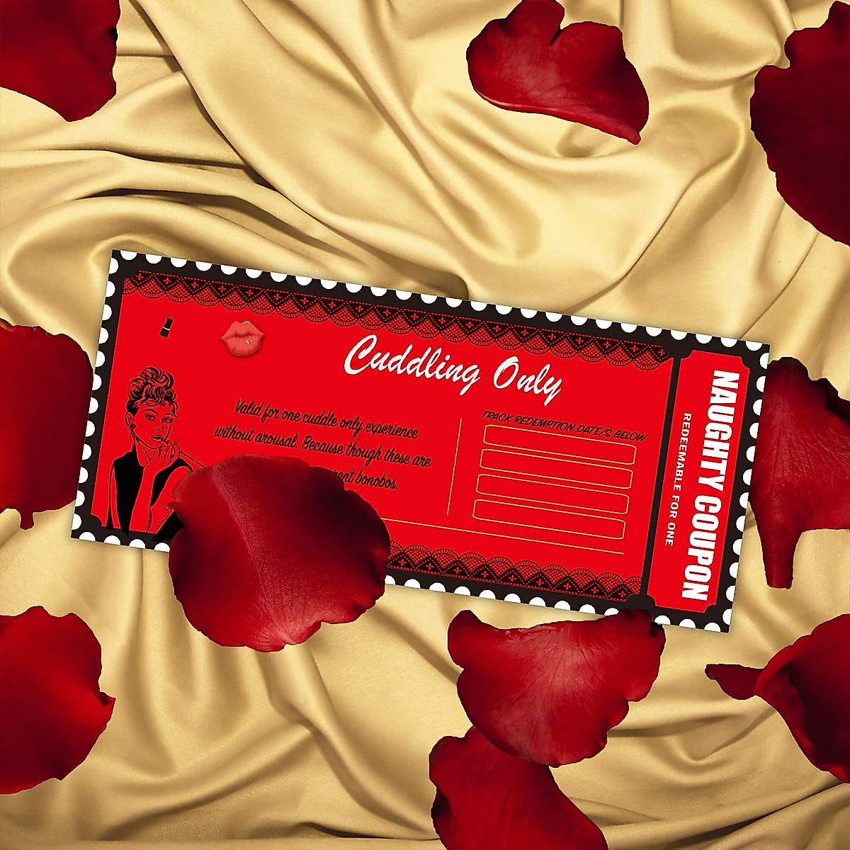 Juccybe Love Naughty Coupons, 20 Pack, Red Lip, Unisex-Adults, Multicolor, Occasions like Valentine's Day, Wedding, Christmas