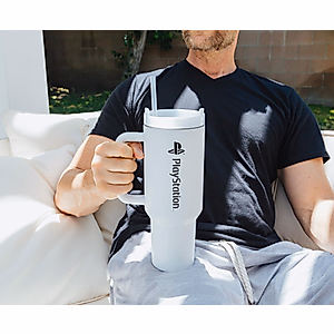 Pyramid America PlayStation Controller Icons Metal Travel Tumbler With Leak-Resistant Lid and Reusable Straw | Holds 40 Ounces