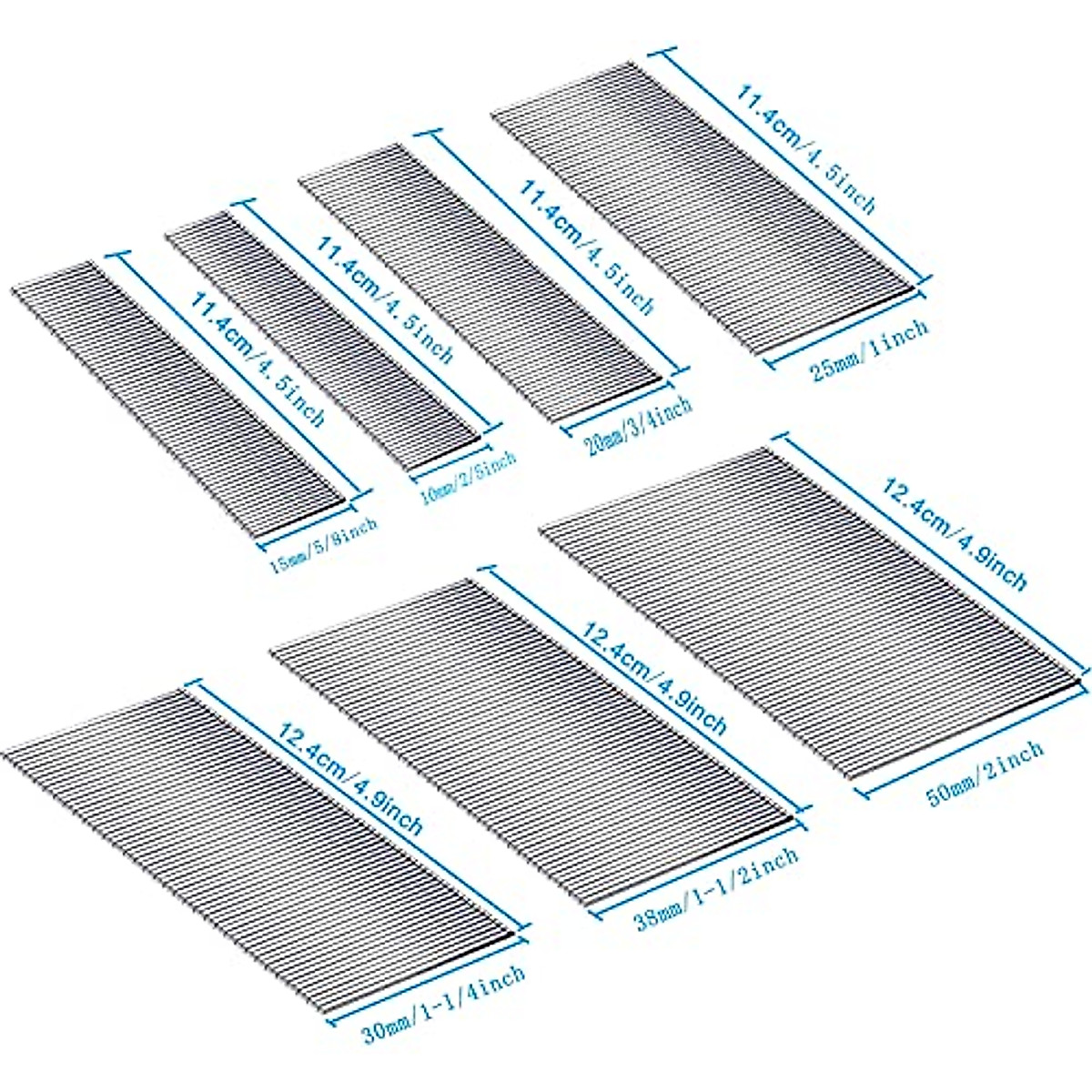 Breezliy 2100 PCS Brad Nails 7 Sizes multi-Length Galvanized Straight Finishing Nail,Each specification has an independent sponge anti-collision packaging