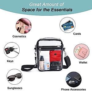 Bitjoy Clear Bag Stadium Approved Purse Transparent Plastic Crossbody Concert Bags for Women Men - See Through PVC Purse for Sports Events Amusement Park