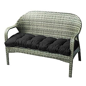 Indoor/Outdoor Bench Cushion Cotton Garden Furniture Loveseat Cushion, 51.2"x19.7" Patio Wicker Seat Cushions for Lounger Garden Furniture Patio Lounger Bench (Black)