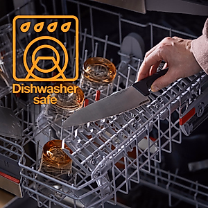 Fiskars 6.3" Santoku Knife, Kitchen Knife for Chopping, Dicing, and Mincing with Japanese Stainless Steel Hard Edge Blade, DIshwasher Safe