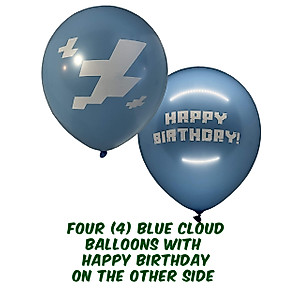 Party Ninja 24 Pack of Extra Large Pixel Miner Crafting Birthday Balloons - Double Sided Prints - 12" Party Balloons For Birthday Party Decorations