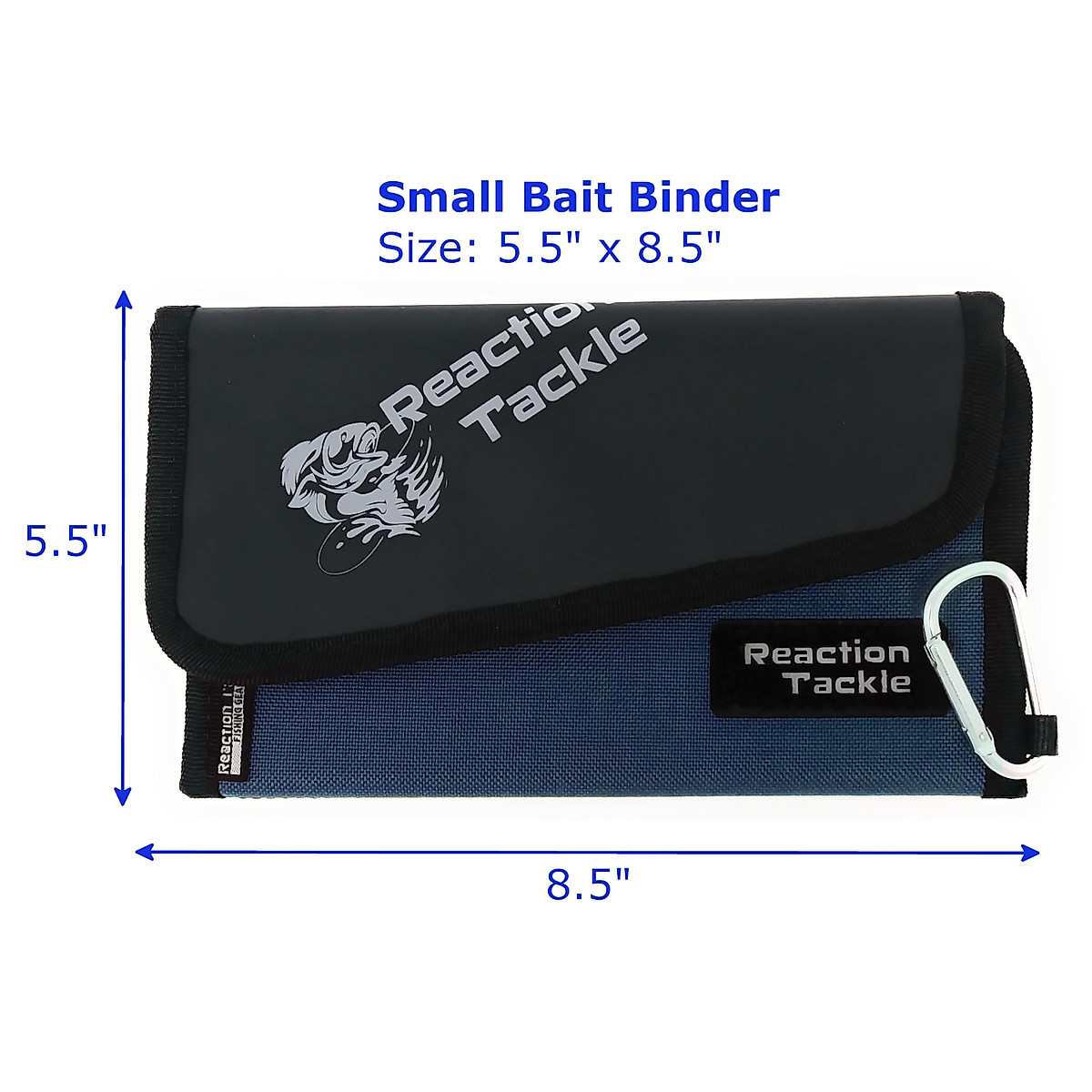 Reaction Tackle Fishing Tackle Organizer Case | Soft Bait Binder | Keep Soft Plastic Baits and Tackle Organized | Removable Storage Pockets Small Bait Binder- Blue