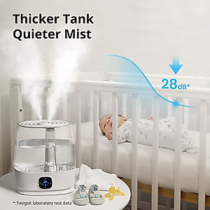 TASIGOK Humidifiers for Bedroom Home, 6L Cool and Warm Mist Air Humidifier for Large Room Baby Nursery, 50H Easy Clean and Top Fill, Quiet with Ultrasonic, Essential Oils, Auto Mode, for House, Plants